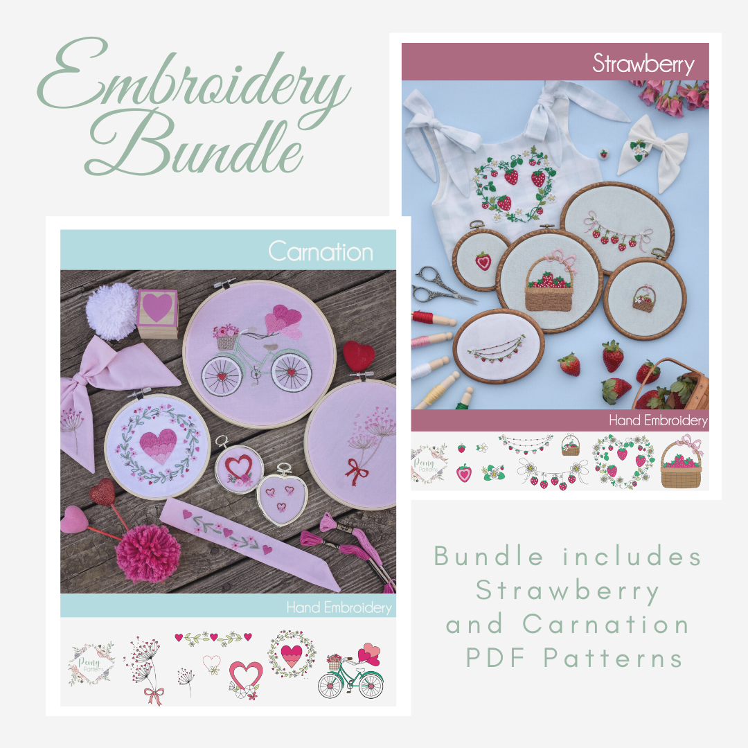 Bundle - Strawberry and Carnation PDF Hand Embroidery Pattern – Peony ...